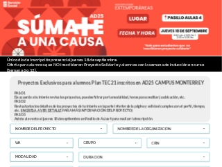 Oferta Proyectos Solidarios MTY FJ25