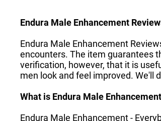 Endura Male Enhancement Reviews