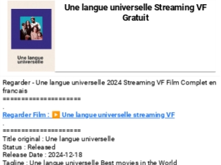 (Film Complet) Une langue universelle Streaming VF Gratuit