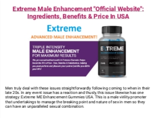 Extreme Male Enhancement "Official Website": Ingredients, Benefits & Price In USA