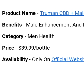 Truman CBD + Male Enhancement Reviews