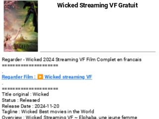 VOIR-HD!! Wicked Film Streaming VF / VO Complet Gratuit