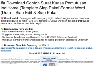 Download Contoh Surat Kuasa Pemutusan IndiHome (Template Siap Pakai)