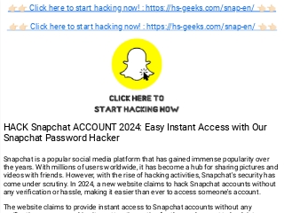 HACK Snapchat ACCOUNT 2024 hack Snap using our website EASY NO ...