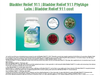 Bladder Relief 911 | Bladder Relief 911 PhytAge Labs | Bladder Relief ...