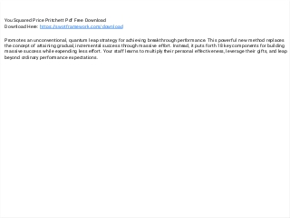 You Squared Price Pritchett Pdf Free Download