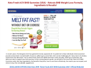 KetoFresh ACV Keto BHB Gummies Reviews 2023- Where To Buy In USA