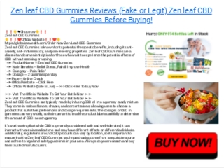Zen leaf CBD Gummies Side Effects, Best Results, Works & Buy!