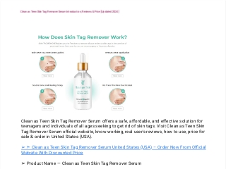 Clean as Teen Skin Tag Remover Serum Introduction, Reviews & Price ...