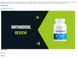 Arthronol Reviews - Will Docshamac Joint Pain Relief Supplement Work ...