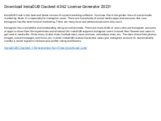 InstaDUB 4.062 Crack + License Generator & Registration Key (2023)