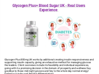 Glycogen Plus+ Blood Sugar UK - Real Users Experience