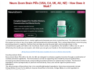 Neuro Zoom Brain Pills Price (Updated 2024)- Is It Worthy?