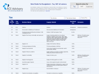 ACE Advisory Tax VAT Customs Rate Finder