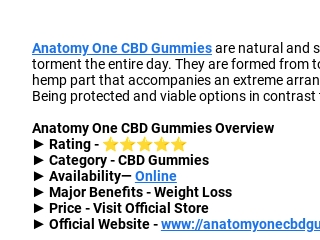 Anatomy One CBD Gummies - Improved Natural Health Today!