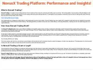 NovusX Trading Platform: Performance and Insights!