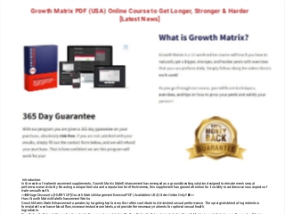 Growth Matrix Male Enhancement: See Real Results, Work or Not?