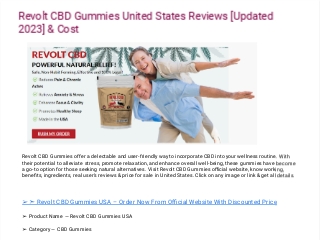 Revolt CBD Gummies United States Reviews [Updated 2023] & Cost