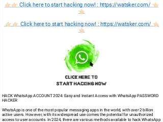 HACK WhatsApp ACCOUNT 2024 hack WhatsApp using our website EASY NO ...