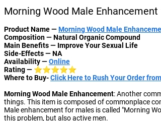 Morning Wood Male Enhancement