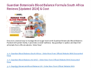 Guardian Botanicals Blood Balance Formula South Africa Reviews [Updated ...