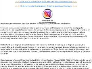 Hack instagram Account New Free Method 2024 NO Verification FULL ACCESS ...