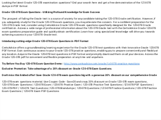 1Z0-078 Oracle Free Exam Questions
