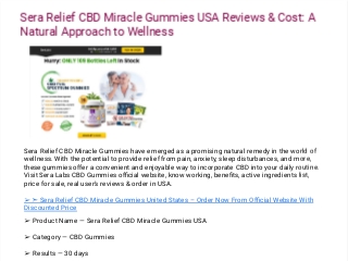 Sera Relief CBD Miracle Gummies USA Reviews & Cost: A Natural Approach ...