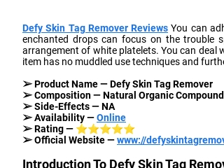 Defy Skin Tag Remover Reviews