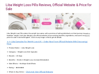 Liba Weight Loss Pills Reviews, Official Website & Price for Sale