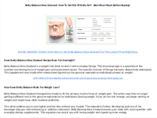 Belly Balance New Zealand- How To Get Rid Of Belly Fat? Alert Must Read ...