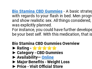 Bio Stamina CBD Gummies Reviews