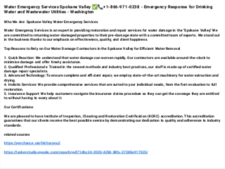 Water Emergency Services Rapid Solutions for Water Emergencies