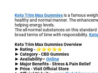 Keto Trim Max Gummies – Perfect Weight Loss Support