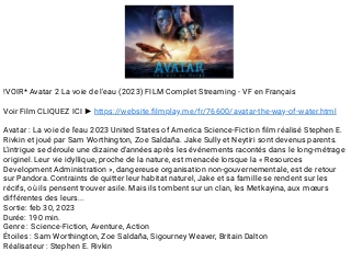 Voir Avatar 2 Streaming VF | [FR] Complet entier francais VOSTFR