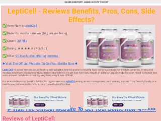 LeptiCell [SCAM Exposed] Modify 2023!