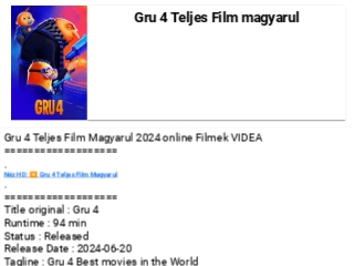 Gru 4 Teljes Film Magyarul (2024) online Filmek VIDEA