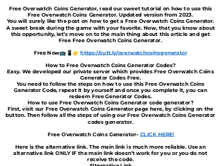 [E5QPW] Free Overwatch Coins Generator Code 2023 Latest TRICK