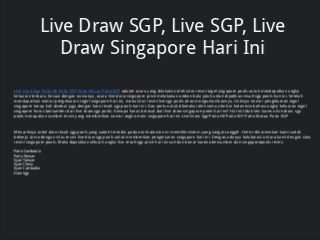 Live Draw SGP, Live SGP, Live Draw Singapore Hari Ini