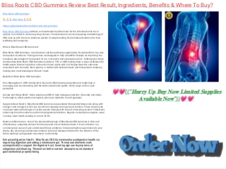 Bliss Roots CBD Gummies - Powerfull Pain Relief Gummies