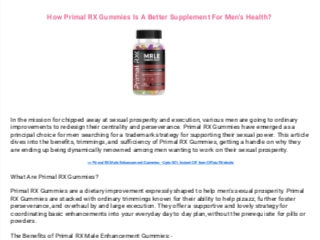 How Primal RX Male Enhancement Gummies Can Help To Improve Men's Health?