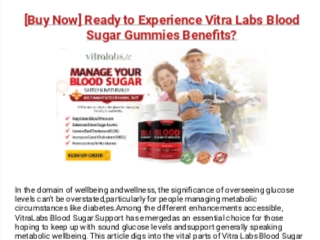 [Buy Now] Ready to Experience Vitra Labs Blood Sugar Gummies Benefits?