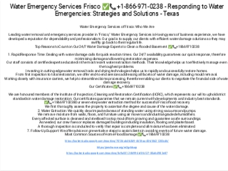 Water Emergency Services Strategies and Solutions