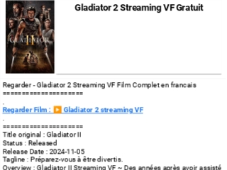 Regarder - Gladiator 2 Streaming VF Film Complet en francais