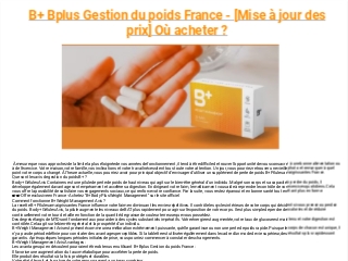B+ Bplus Gestion du poids France - [Mise à jour des prix] Où acheter