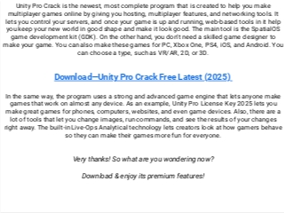 Download—Unity Pro Crack + Activation Key Latest (2025)