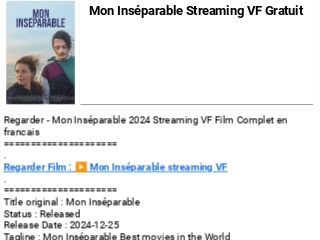 (Film Complet) Mon Inséparable Streaming VF Gratuit