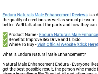 Endura Naturals Male Enhancement Pills - BUY NOW