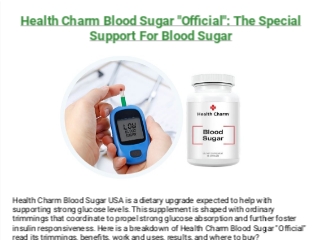 Health Charm Blood Sugar "Official": The Special Support For Blood Sugar