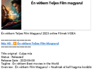 [Online Filmek] Én vétkem Teljes Film magyarul